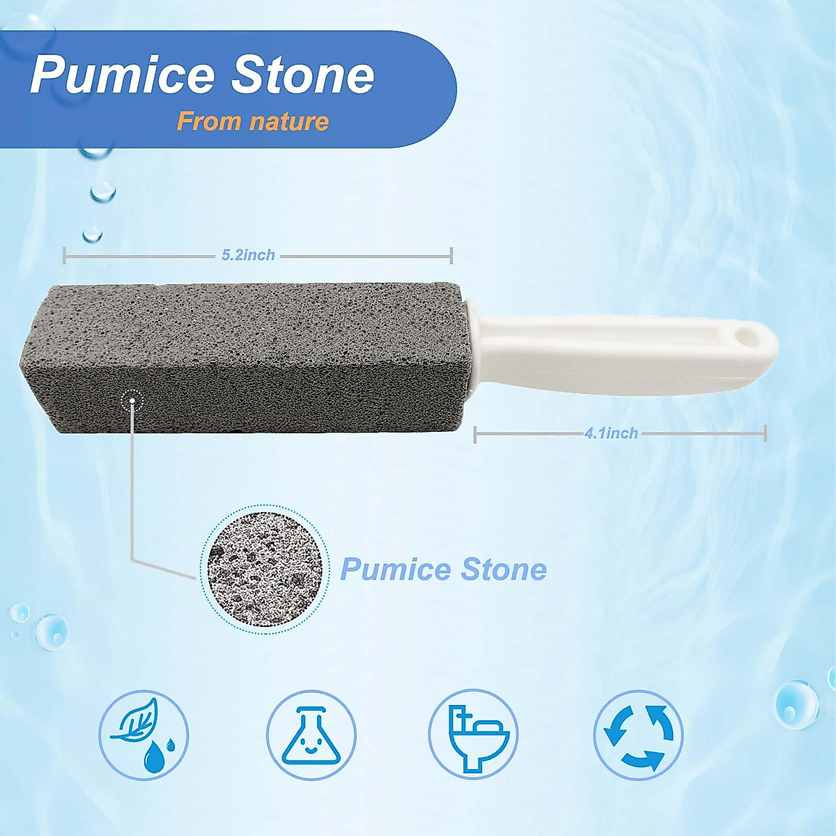 Tuodeal Pumice Cleaning Stone with Handle Pumice Stone for Toilet Bowl Household Cleaning 2 Pack