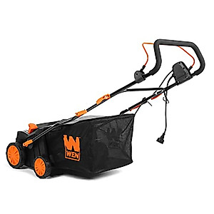 WEN DT1516 16-Inch 15-Amp 2-in-1 Electric Dethatcher and Scarifier with Collection Bag, Black