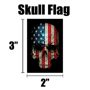 American Flag & Skull Flag Hard Hat & Helmet Stickers: 4 Pack. Great for Motorcycle Biker Helmet, Construction Toolbox, Hard hat, Mechanic Shop & More. Great for Any Patriot. USA Made
