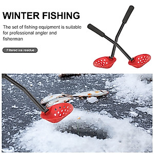 BESPORTBLE 2pcs Fishing Ice Fishing Spoon Fishing Tools Winter Ice Fishing Scoop Ice Scoop Skimmer Outdoor Tools Ice Picks Ice Fishing Equipment Outdoors Gear Red Abs Colander Fold