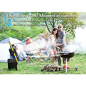 Geek Aire Battery Operated Misting Fan, Rechargeable Outdoor Floor Fan with 2.9 Gal Water Tank, Powered Waterproof Durable 15000mAh Battery Run for Patio, Camping Gear Accessories - 12 Inch