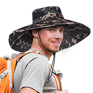 Herolland Super Wide Brim Sun Hat for Men and Women,UPF50+ Waterproof Bucket Hat for Fishing, Hiking, Camping