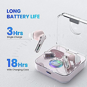 JYSXHP Wireless Earbuds Bluetooth 5.3 Wireless Headphones Touch Control IPX4 Waterproof in-Ear Earphones with RGB Charging Case and Noise Cancelling for Phone Laptop Sport (Pink)