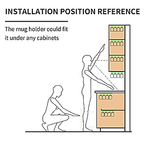 WSVILLE Scalable Mug Rack Under Cabinet - Coffee Mug Holder with 8 Mug Hooks, Convenient for Take Out Mug for Bar, Kitchen Dining Room, Coffee Bar (13.8 Inch)