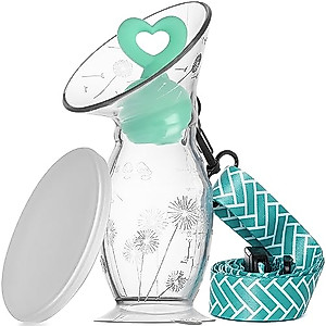 BumbleBee Manual Breast Pump Collector 110ml for Breastfeeding with Suction Base, Neck Strap, Cap and Stopper, Made of Food Grade Silicone