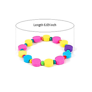 CONRAN KREMIX Colorful Beaded Stackable Bracelets Set For Women SummerHeishi Stretch Bracelet Surfer Rainbow Smiley Face Bracelet Beach Accessories Y2k Jewelry