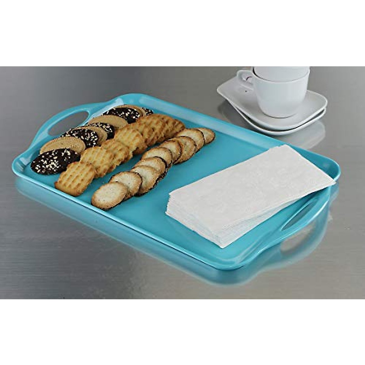 Calypso Basics by Reston Lloyd Melamine Rectangular Serving/Ottoman Tray with Handles