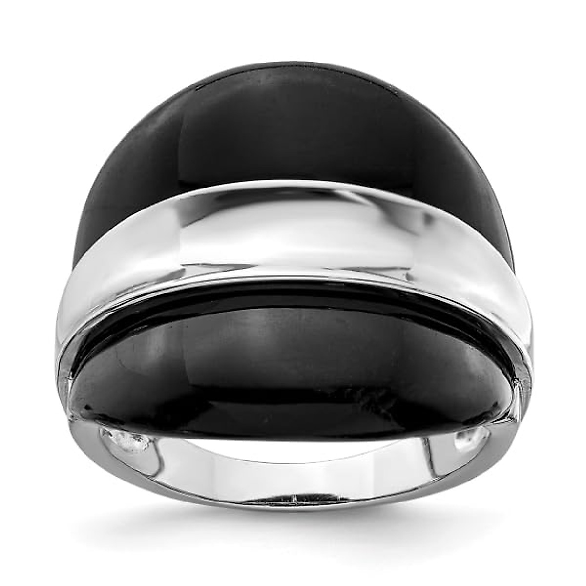 925 Sterling Silver Band Surrounding Black Onyx Bands Ring Size 8