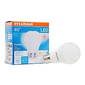 SYLVANIA LED Light Bulb, 40W Equivalent A19, Efficient 6W, Medium Base, Frosted Finish, 450 Lumens, Daylight ,2 Count (Pack of 1)