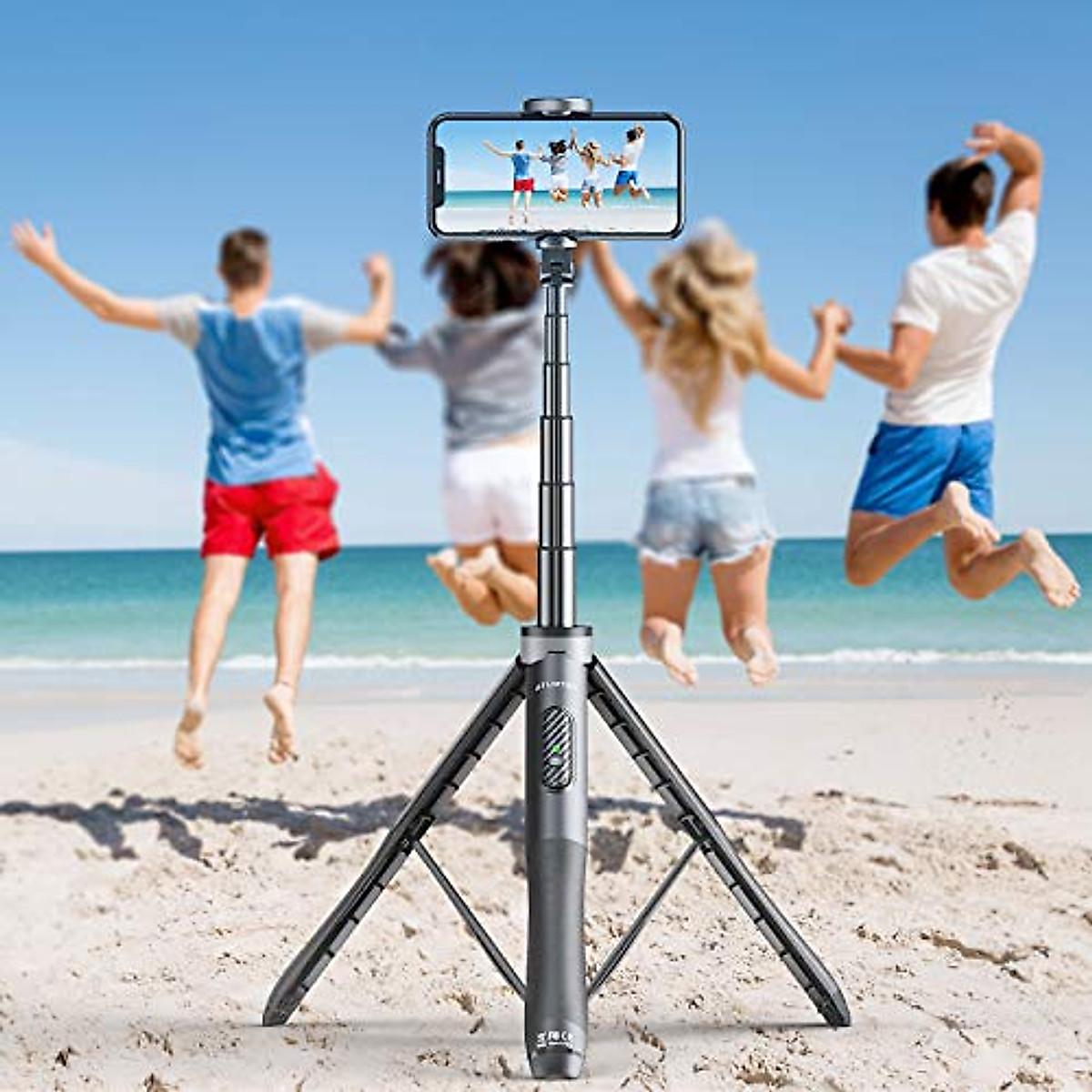 ATUMTEK 51" Selfie Stick Tripod, All in One Extendable Phone Tripod Stand with Bluetooth Remote 360° Rotation for iPhone and Android Phone Selfies, Video Recording, Vlogging, Live Streaming, Black