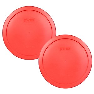 Pyrex 7402-PC 6/7-Cup Red Food Storage Replacement Lids - 2 Pack