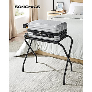 SONGMICS Luggage Rack, Luggage Rack for Guest Room, Suitcase Stand, Steel Frame, Foldable, for Bedroom, Black URLR64B