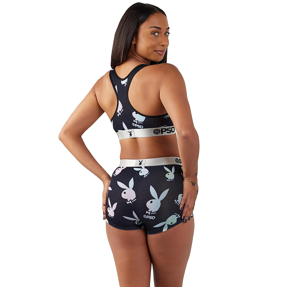 PSD Women's Playboy Glow Sports Bra, Black, M