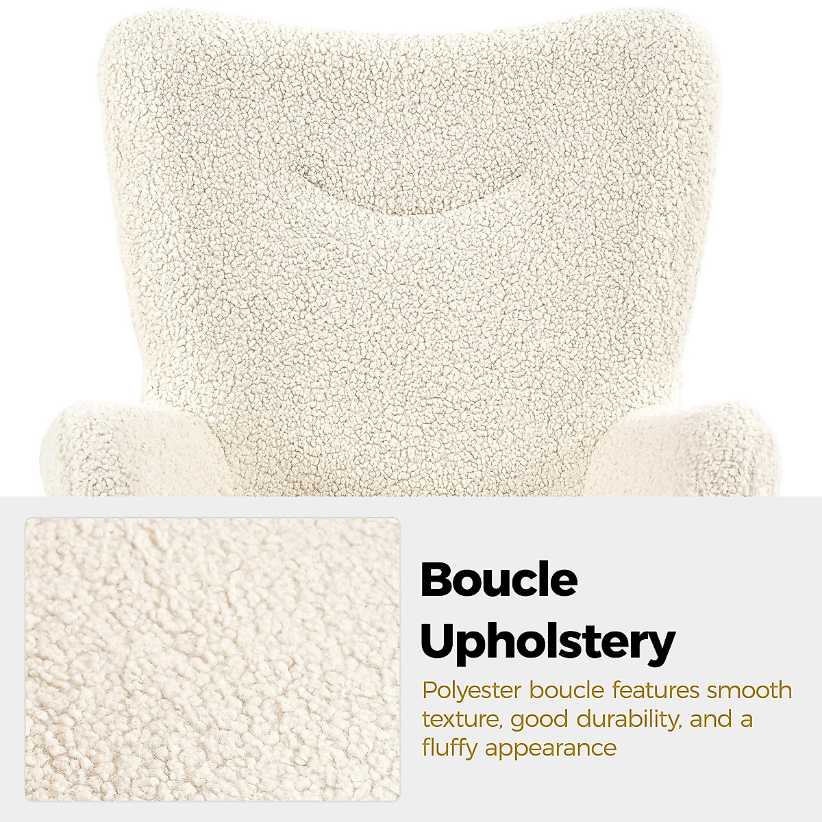 Yaheetech Boucle Accent Chair, Modern Fluffy Sherpa Armchair with High Back and Wood-Tone Metal Legs, Fuzzy Barrel Chair for Living Room Bedroom Home Office, Ivory, 2pcs