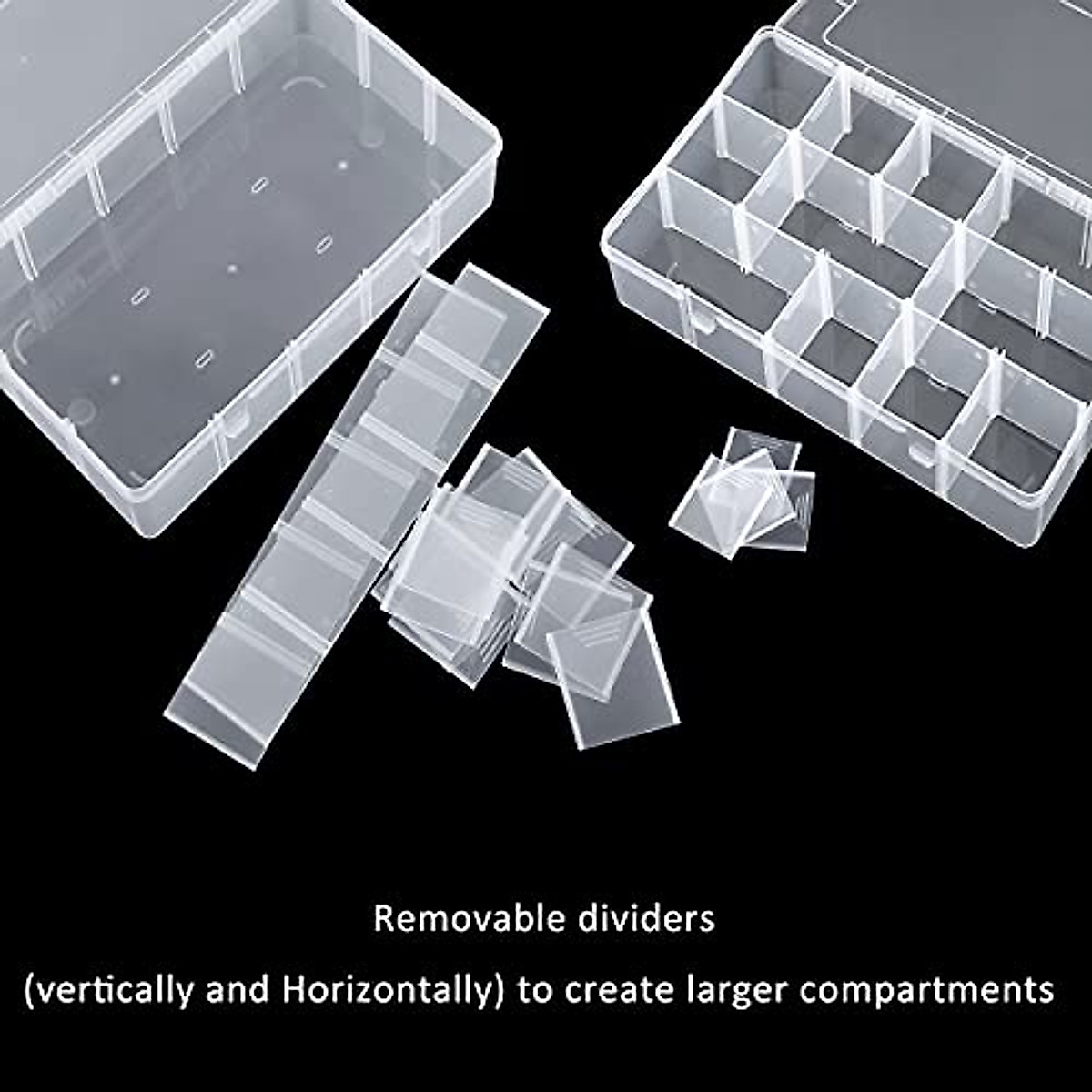 Snowkingdom Large 15 Grid Clear Organizer Box Adjustable Dividers - Plastic Compartment Storage Container for Washi Tapes, Craft, Beads, Jewelry, Small Parts