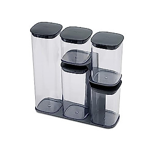 Joseph Joseph Podium Dry Food Storage Container Set with Stand, 5-piece, Gray