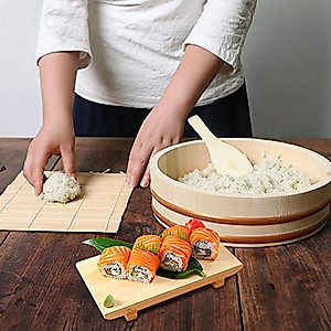 Gaozhengde 11.8 Inch Wooden Sushi Rice Bowl Hangiri Sushi Oke Rice Mixing Tub
