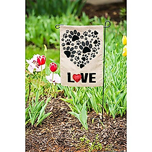 Evergreen Pet Lovers Paw Prints Heart Burlap Flag | 18 x 12.5 inches |Indoor Outdoor Weather Resistant | Double Sided | Valentine's Day or Pet Appreciation for Home House Garden Décor