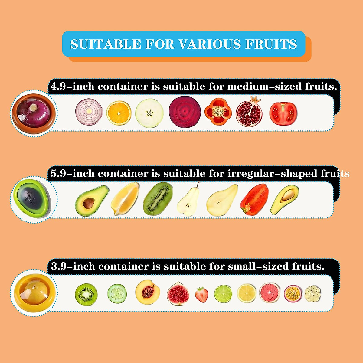 WREAGD Reusable Fruit Vegetable Storage Box Container with Lids for Fridge (Set of 4)