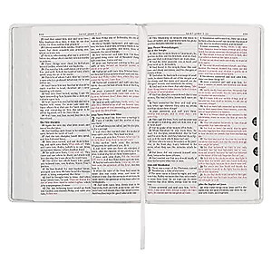 KJV Holy Bible, Thinline Large Print Faux Leather Red Letter Edition Thumb Index & Ribbon Marker, King James Version, White