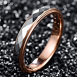 TUNGSTORY 4mm Women's Tungsten Carbide Plain Band Engagement Wedding Ring Rose Gold Plated Size 7