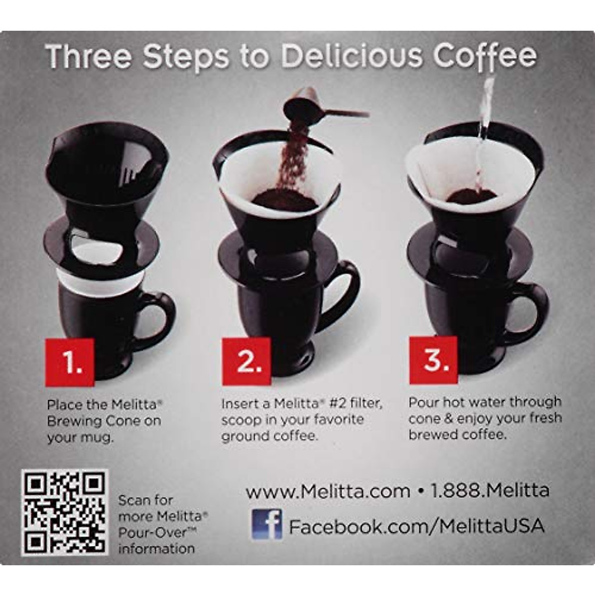 Melitta Filter Coffee Maker, Single Cup Pour-Over Brewer, Black, 1 Count