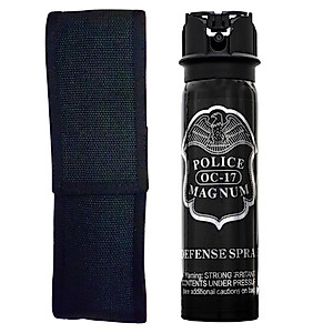 Police Magnum Pepper Spray Nylon Holster Combo Pack- Maximum Heat Strength- 16ft Range- Proudly Made in The USA (4oz FT Stream Nylon Holster)