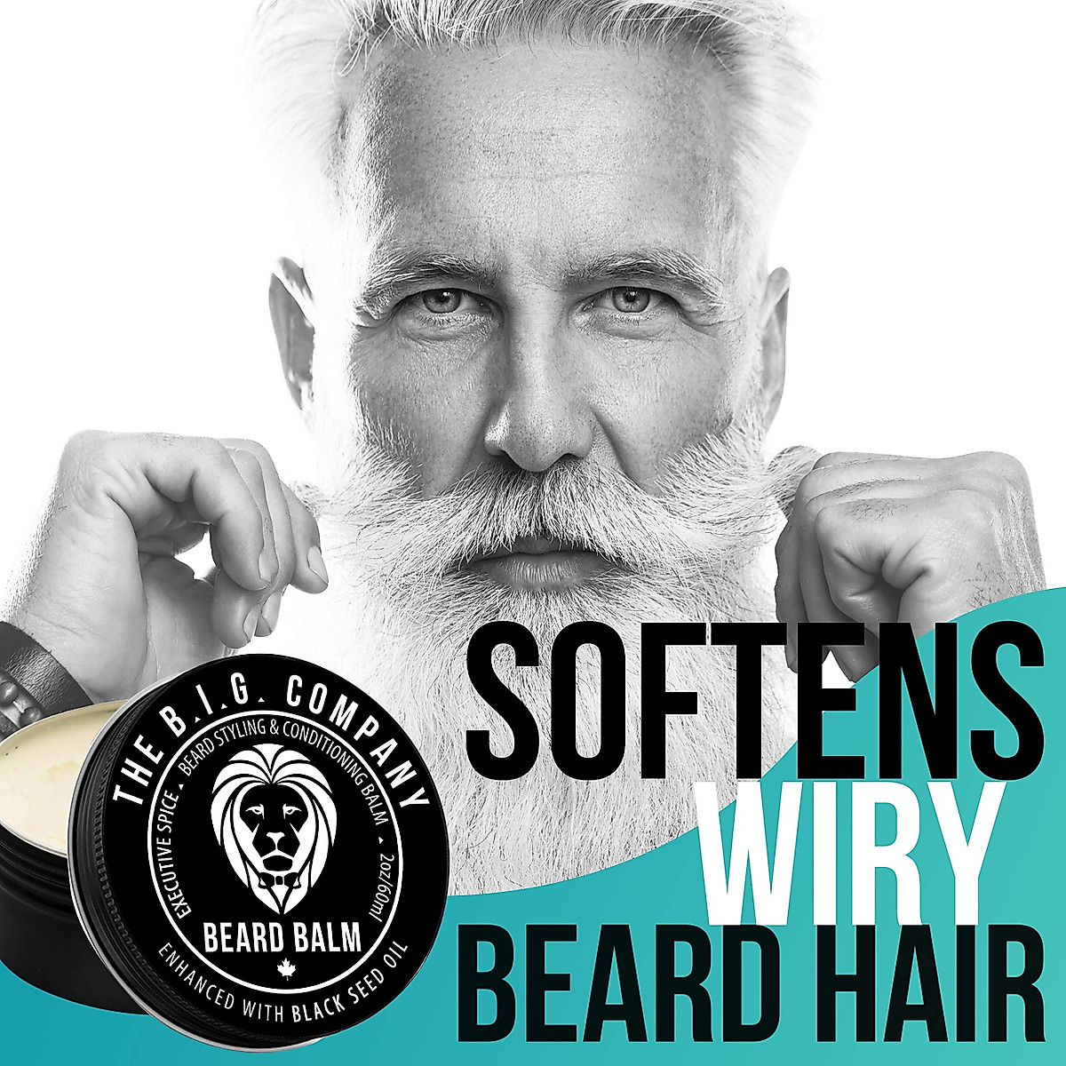 B.I.G. Company Beard Balm for Men - Light Weight Beard Wax with Good Hold, Styling, Control and Deep Conditioning of Beard Hair - Promotes Natural Beard Growth