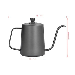 ELINP Goose Neck Electric Kettles, 600ml 304 Stainless Steel PTFE Coffee Kettle with Black Handle Narrow Mouth Coffee Pot for Home