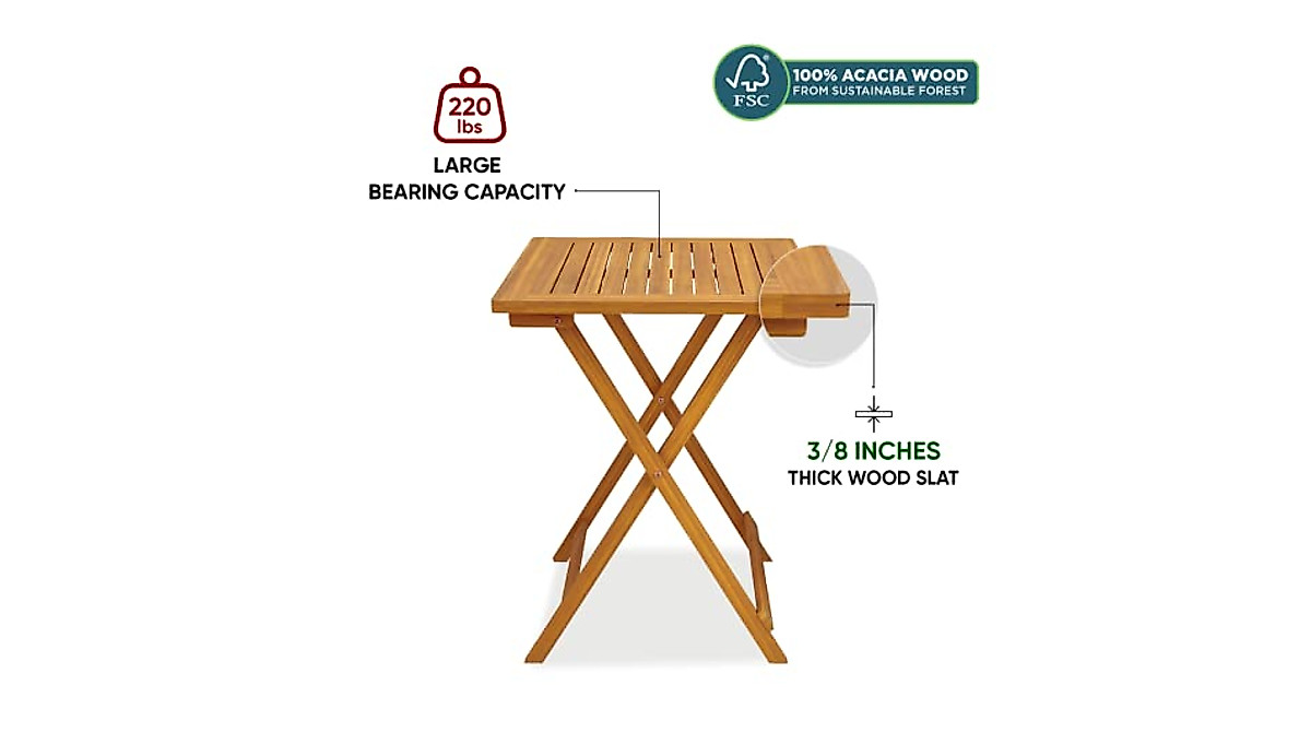 IDZO Heavy Duty Square Table Bistro Set - Outdoor 3 Piece Patio Set