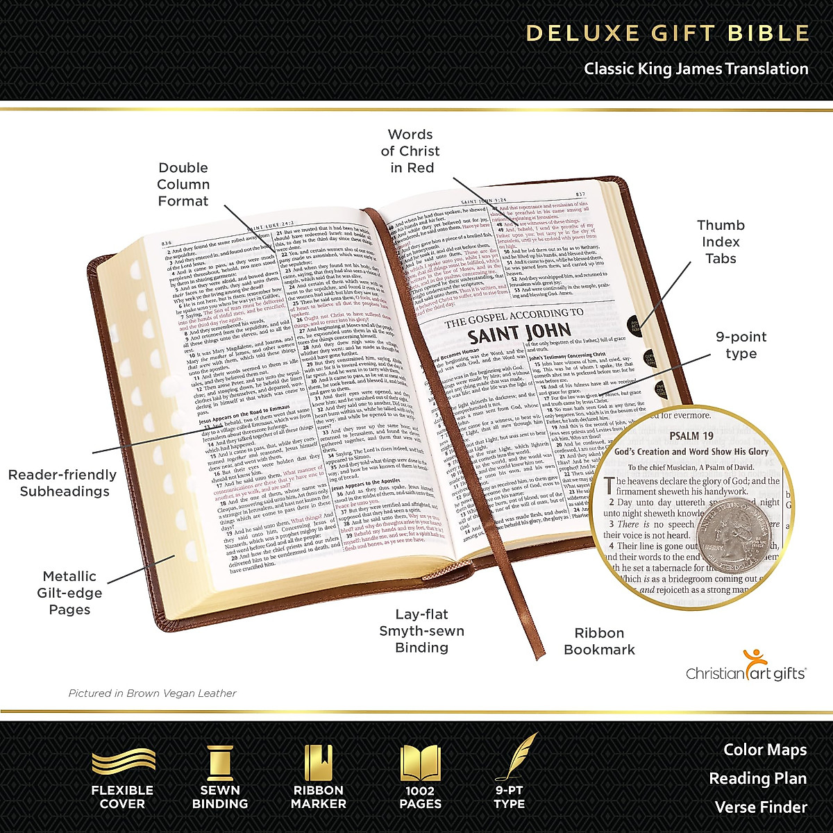 KJV Holy Bible, Standard Size Faux Leather Red Letter Edition Thumb Index & Ribbon Marker, King James Version, Purple (KJV Deluxe Gift Editions)