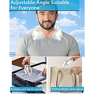 Neck Fan with Mist Spray, Portable Neck Fans that Blow Cold Air,Folding Bladeless Personal Fan Mister,Quiet Headphones USB-C Rechargeable Battery Operated Cooling Mising Fan for Women Men Kids White