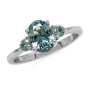 Silvershake 8X6mm Oval Shape Simulated Color Change Alexandrite White Gold Plated 925 Sterling Silver Engagement Ring Size 5.5