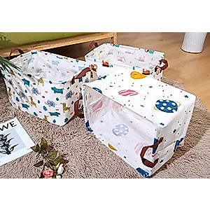 Rectangle Storage Baskets Canvas Fabric Organizer Bin for Kids Toys, Books, Clothes, Pets & Gifts - Perfect for Home/ Office / Nursery/ Shelves(Cars)