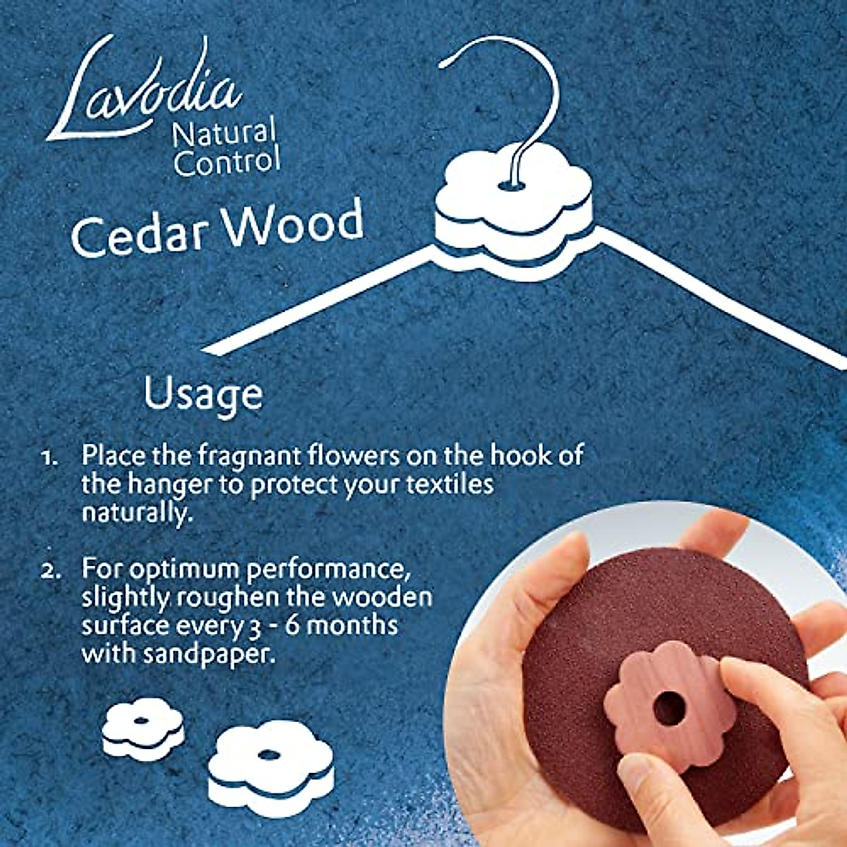 Cedar Wood Closet Freshener for Clothes Hangers: 30 Cedar Wood Flowers for Wardrobe Closet – Cedar Hangers – Wood Ring Pack – Closet Freshener LAVODIA
