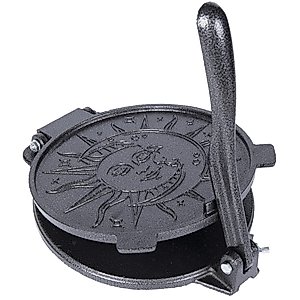 Cast Iron Tortilla Press 8 Inch - Flour Tortilla Press with 100 Pcs of Parchment Paper for Prensa Para Tortillas de Harina - Free Recipes for Flour Tortilla Maker Press - Gray Roti Maker