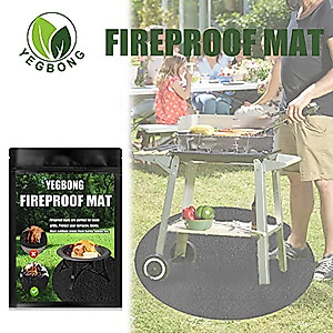 EJPTOYS Yegbong-Outdoor Heat Resistant Fiberglass Fire Pit Mat, Under Grill Fire Pit Mat, BBQ Mat Fire Pit Mat, Fire Mat Deck Protection, Suitable for Outdoor Deck, Grass, Patio, Ground... (40in)