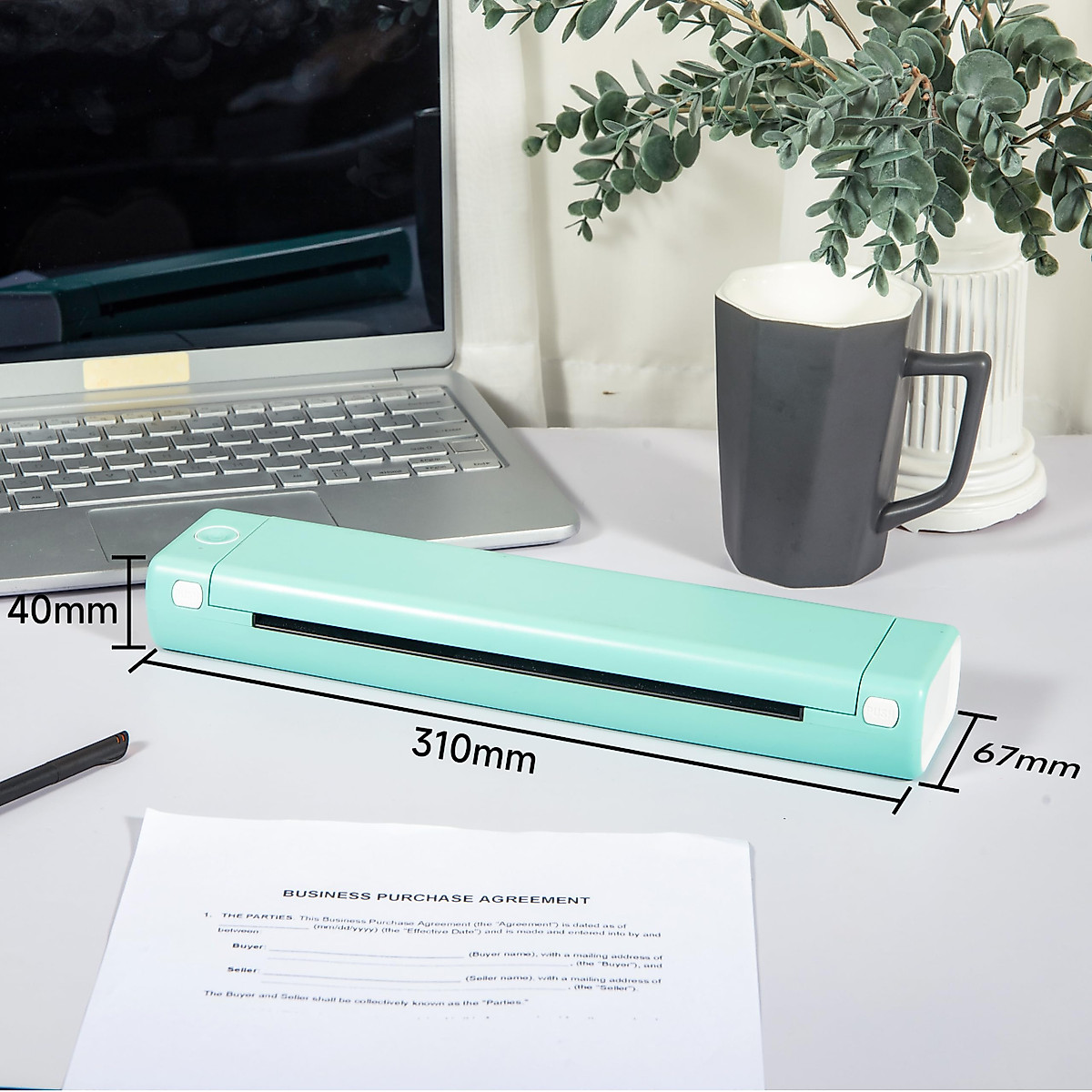 Phomemo M08F Portable Printers Wireless for Travel, Support 8.5" X 11" US Letter,Bluetooth Thermal Printer Compatible with iOS, Android, Laptop, Inkless Mobile Printer for Travel, Office, Home, Cyan