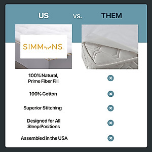 Simmons Feather Bed Twin Mattress Topper with 230TC Microfiber Shell - Skin Friendly Prime Feather Fiber Baffle Box Mattress Topper with 15” Skirt for Twin Size Bed - Plush Mattress Pad, 39”x75