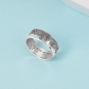 SIMONLY 925 Sterling Silver Waves Ring Live in the Sunshine Swim the Sea Drink the Wild Air Jewelry Engraved Ring Gift For Her (8)