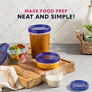 Plastic Food Deli Containers With Twist Top Lids - (32 Oz) - [3 Pack] - Soup & Food Storage Containers Takeout To Go - Airtight Plastic Containers - Microwave, Freezer & Dishwasher Safe BPA-Free