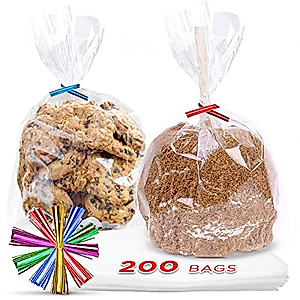 200 Pcs 6x9 Clear Flat Cello/Cellophane Treat Bags for Gift Wrapping, Thick OPP Plastic Bags for Wedding Cookie Birthday Cake Pops Gift Candy Buffet Supplies