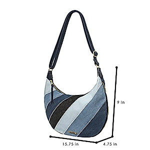 MUDD Handbags For Women Designer Patchwork Hobo Bag Denim