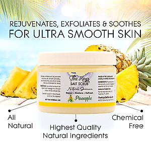 The Keys Exfoliating Sea Salt Body Scrub - Organic Body Scrub with Pure Florida Sea Salt, Ideal Salt Scrub for Hands, Feet, Bikini Area, and Travel Size Body Scrub for Men & Women, Pineapple, 12 oz.