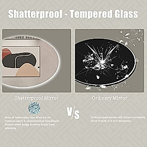 BuLife 28 X 20 Inch Oval Backlit LED Bathroom Mirror Anti-Fog 3 Colors Light Dimmable Wall Mounted Lighted Bathroom Vanity Mirror Smart Makeup Mirror with Touch Switch