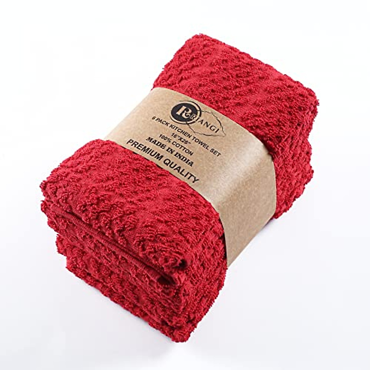RIANGI Red Kitchen Towels Set of 6 Size 16x26 Inches Super Absorbent Kitchen Towels Red Dish Towels for Kitchen Towels Cotton Terry Cloth Kitchen Towels Dish Drying Towels - Red Dish Cloths