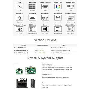 waveshare 21.5inch Capacitive Touch Monitor, 1080×1920 Full HD, Compatible with Raspberry Pi/Jetson Nano/PC-Monitor Only