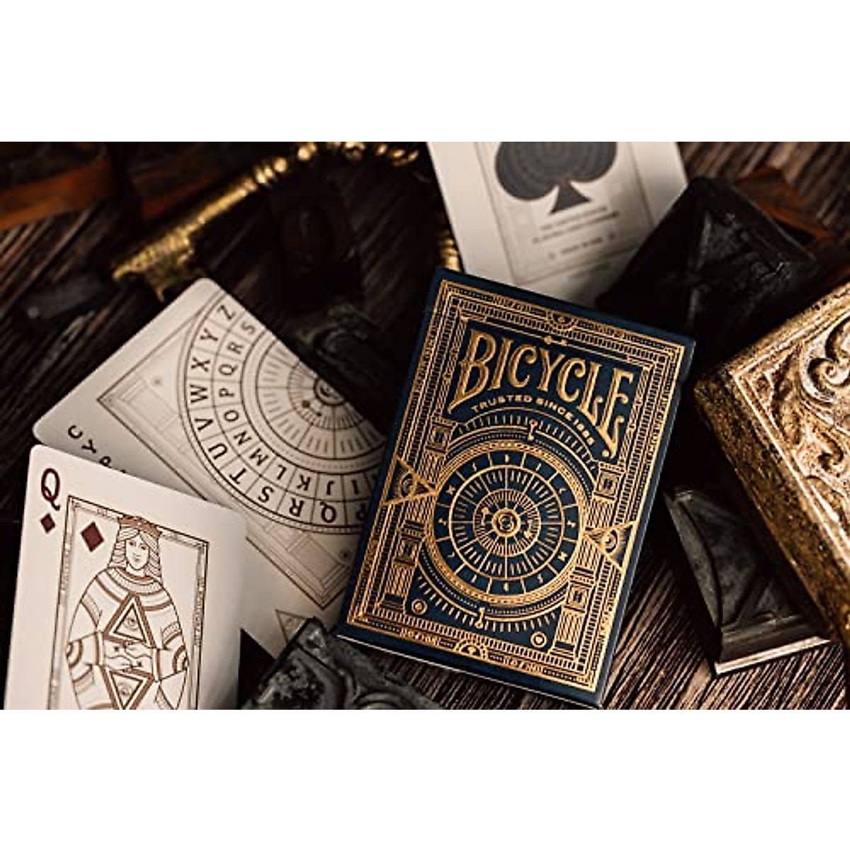 Bicycle Cypher Premium Black Playing Cards, Gold Foil, Encrypted Messages in Playing Cards, 1 Deck