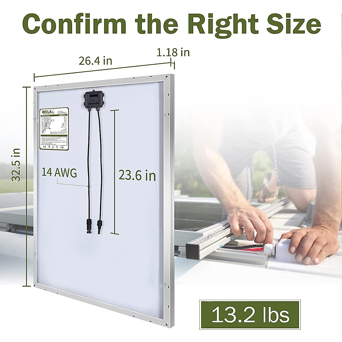 HQST 100W Solar Panel Kit, 100 Watt Monocrystalline Solar Panel + 30A PWM Charge Controller + Mounting Z Brackets + 20FT 12AWG Cable + 8Ft 10AWG Tray Cable for RV Marine Boat Off Grid System