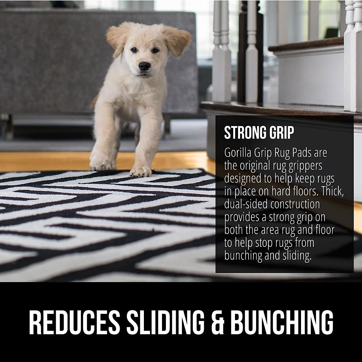 Gorilla Grip Extra Strong Rug Pad Gripper, Grips Keep Area Rugs in Place, Thick, Slip and Skid Resistant Pads for Hard Floors, Under Carpet Mat Cushion and Hardwood Floor Protection, 2x3 FT